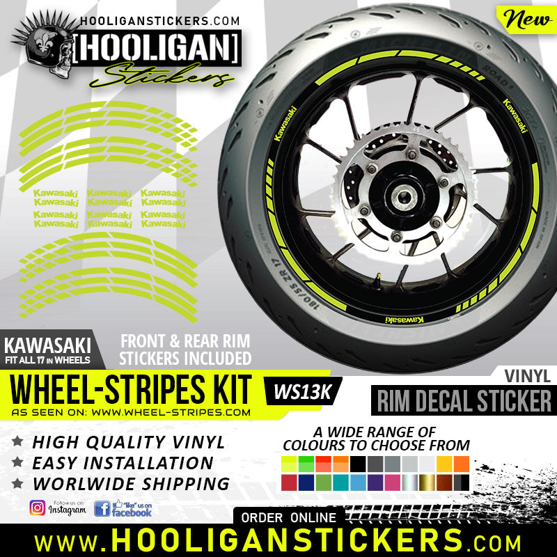 Kawasaki wheel rim decals vinyl lip stickers [WS13K] – Hooligan Stickers