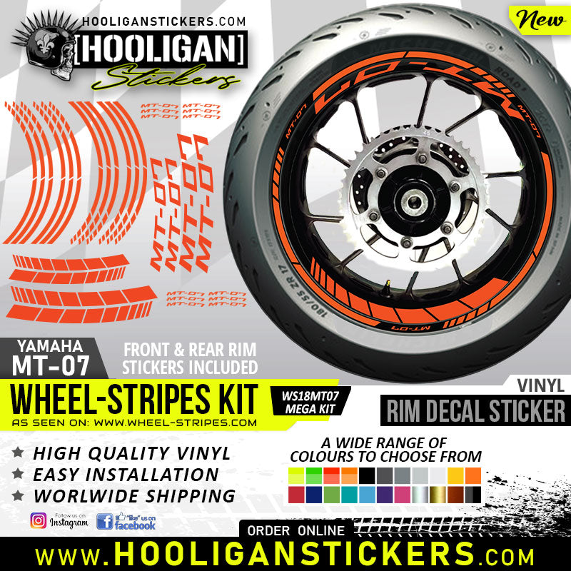 YAMAHA MT-07 WHEEL-STRIPES STICKERS FULL RIM KIT [WS18-MT07-FULL ...