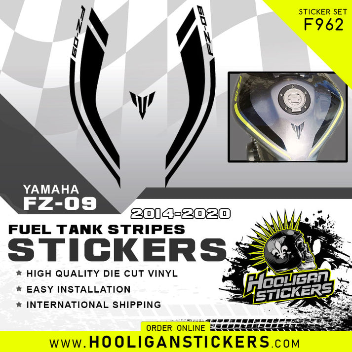 Yamaha FZ-09 curve fuel tank stickers [F962] – Hooligan Stickers