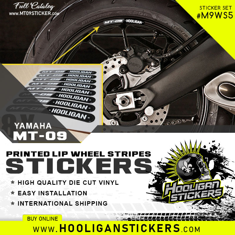 Yamaha MT-09 HOOLIGAN WHEEL STRIPES wheel lip rim stickers [WS5M9 ...